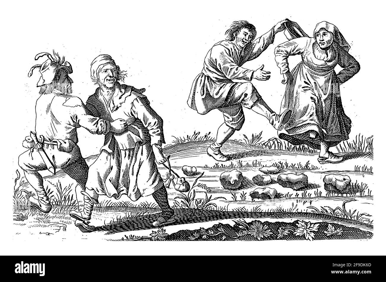 Two peasant couples dance in the open air Stock Photo - Alamy