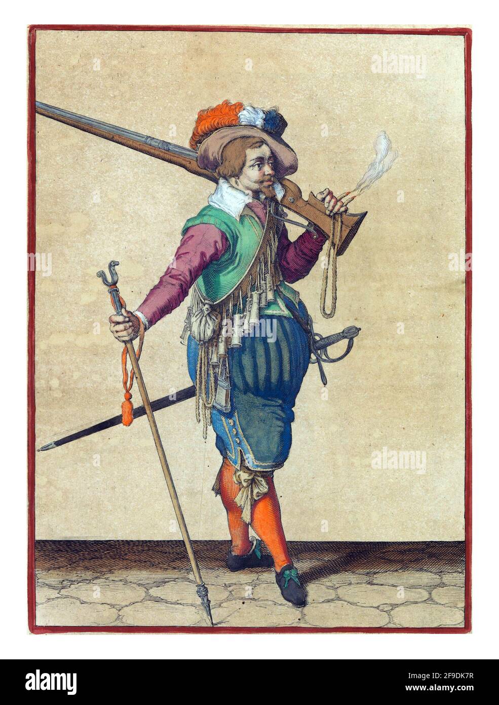 A soldier, full-length, to the right, with a musket (a type of firearm ...