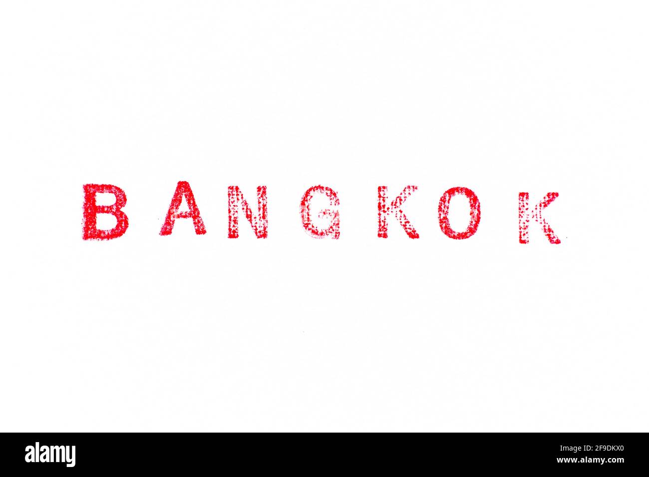Red color rubber stamp in word bangkok on white paper background Stock ...
