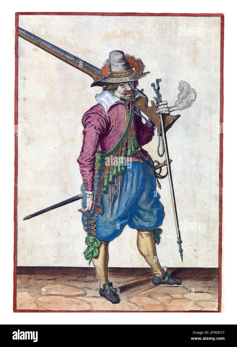 A soldier, full-length, to the right, with a musket (a type of firearm ...