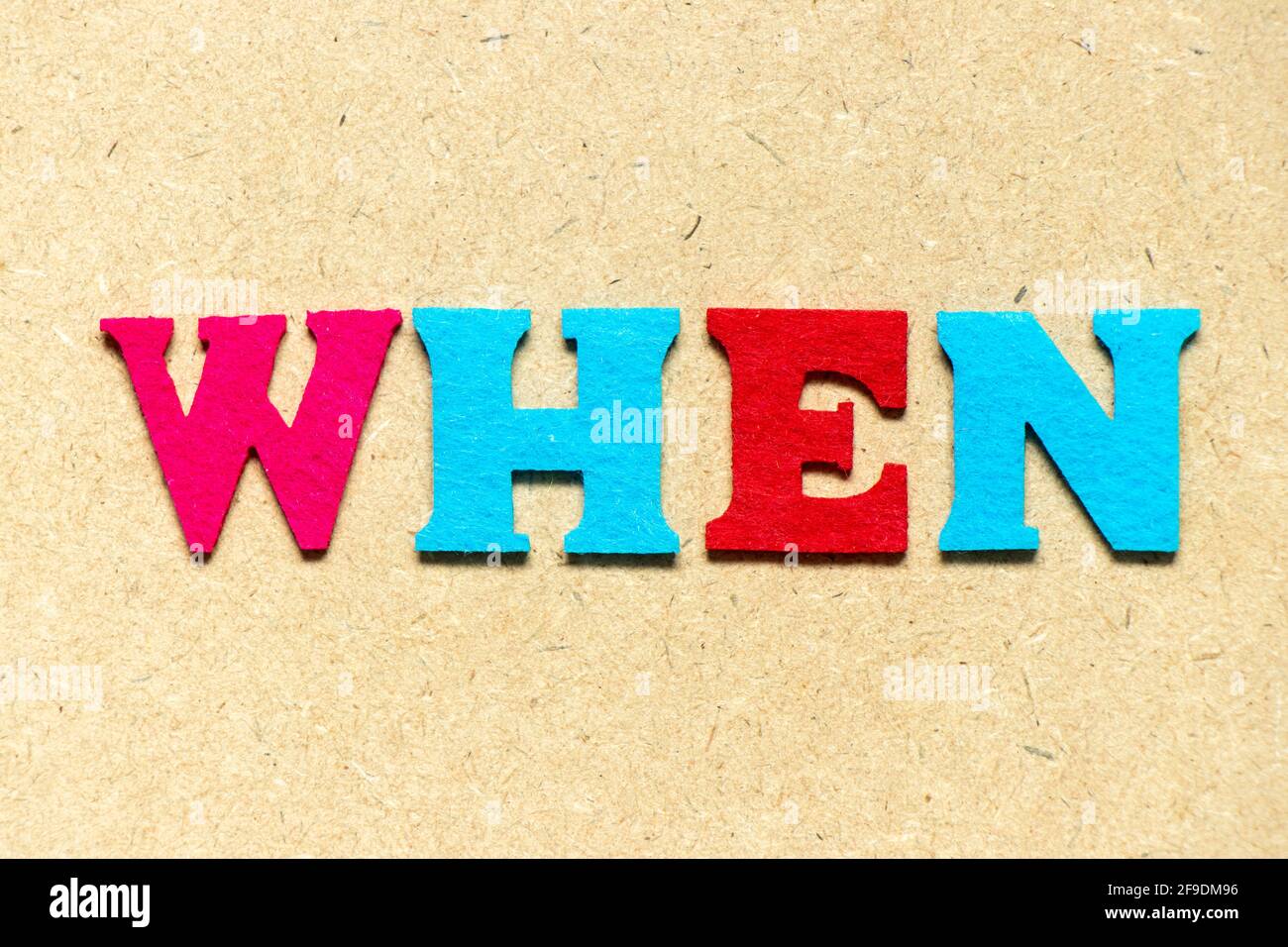 Color cloth alphabet letter in word when on wood background Stock Photo ...