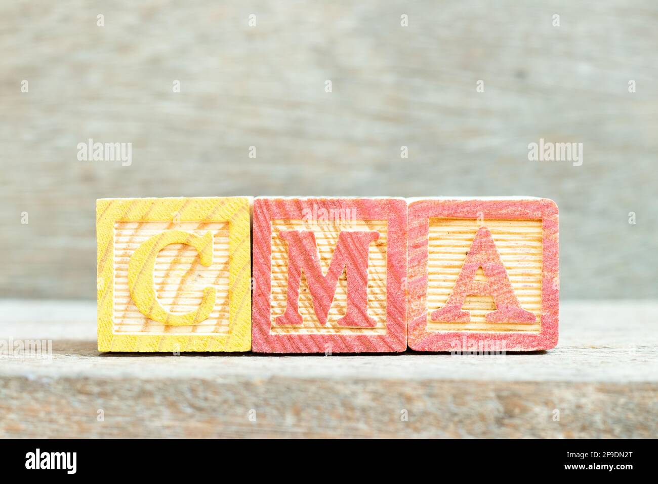 Color alphabet letter block in word CMA (Abbreviation of Certified ...