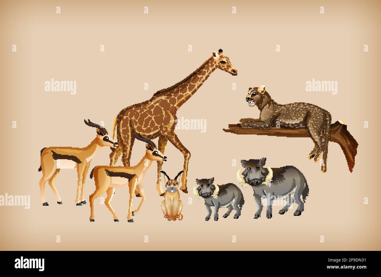 Group of wild animal on background illustration Stock Vector Image ...