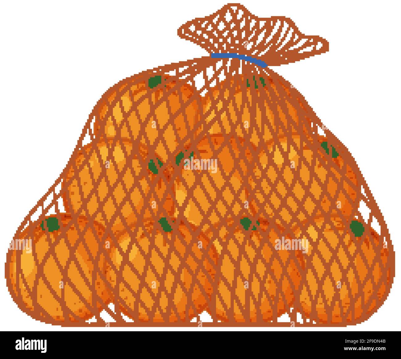Oranges in net bag cartoon style isolated on white background ...