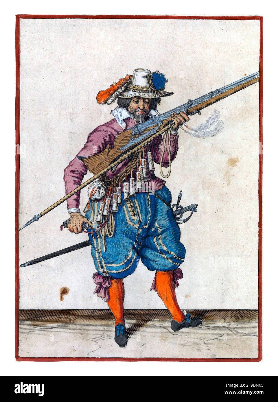 A soldier, full-length, to the right, holding a musket (a certain type ...