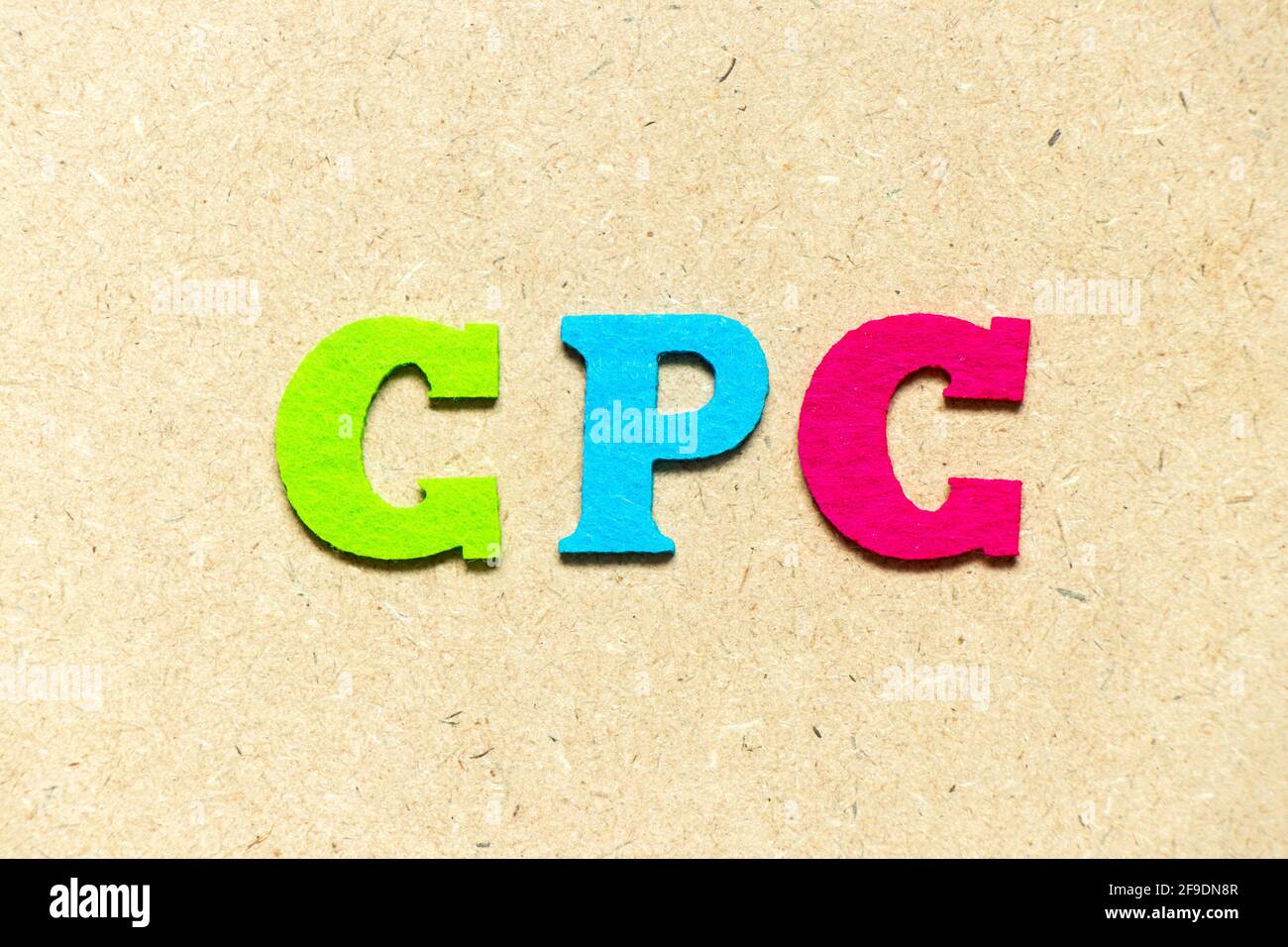 Color cloth alphabet letter in word CPC (Abbreviation of Cost per click ...