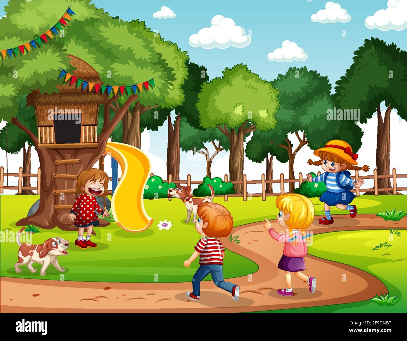 Playground scene with many kids illustration Stock Vector Image & Art ...