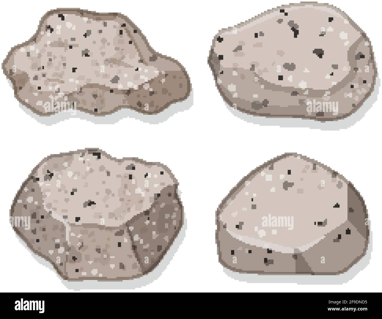 Set of granite stones isolated on white background illustration Stock ...