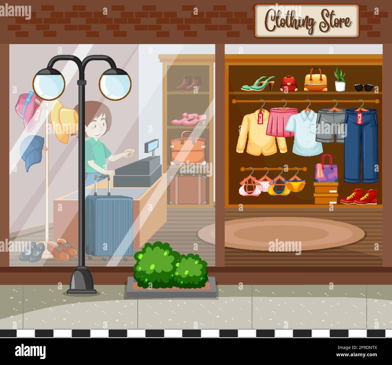 Fashion clothes store background illustration Stock Vector Image & Art ...