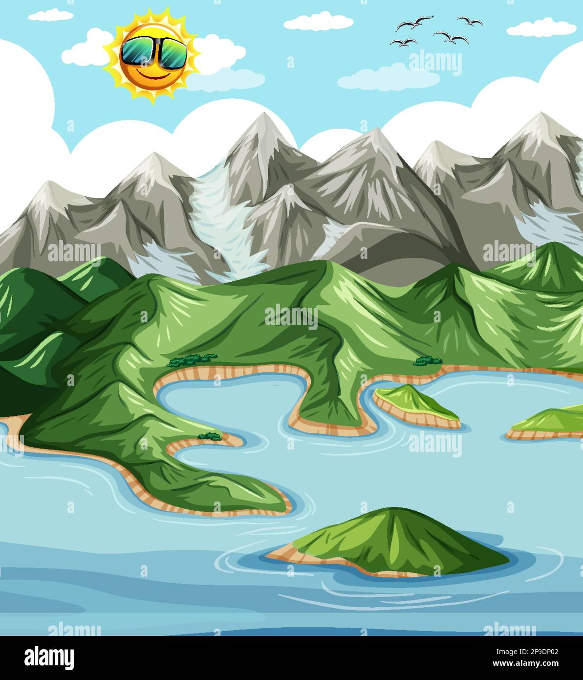 Land and water geography landscape illustration Stock Vector Image ...