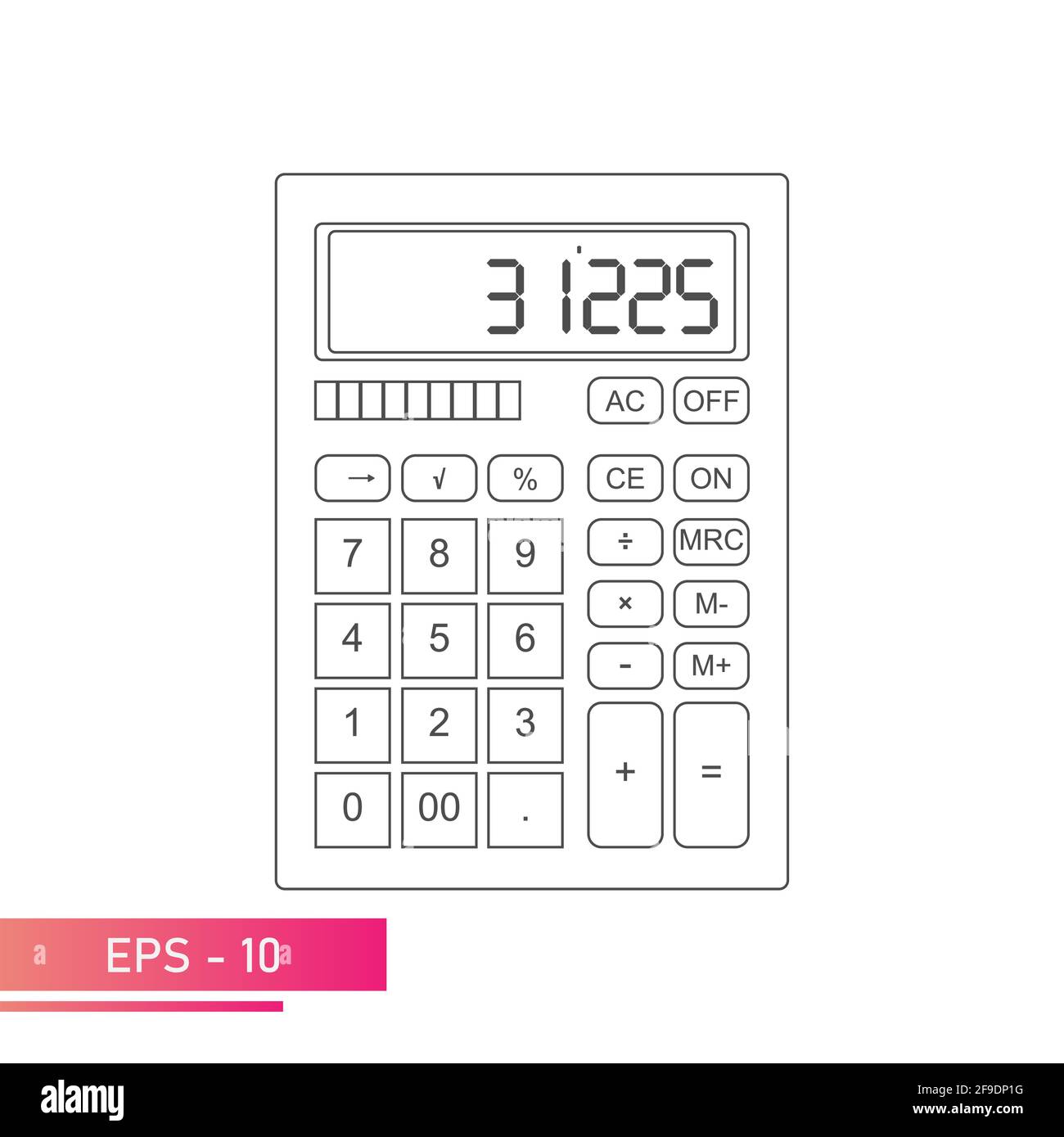 A modern digital calculator with symbols on the keys. Linear design. On ...