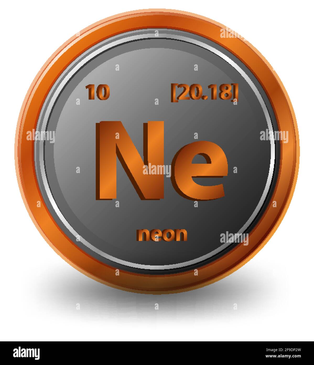 Neon chemical element. Chemical symbol with atomic number and atomic ...