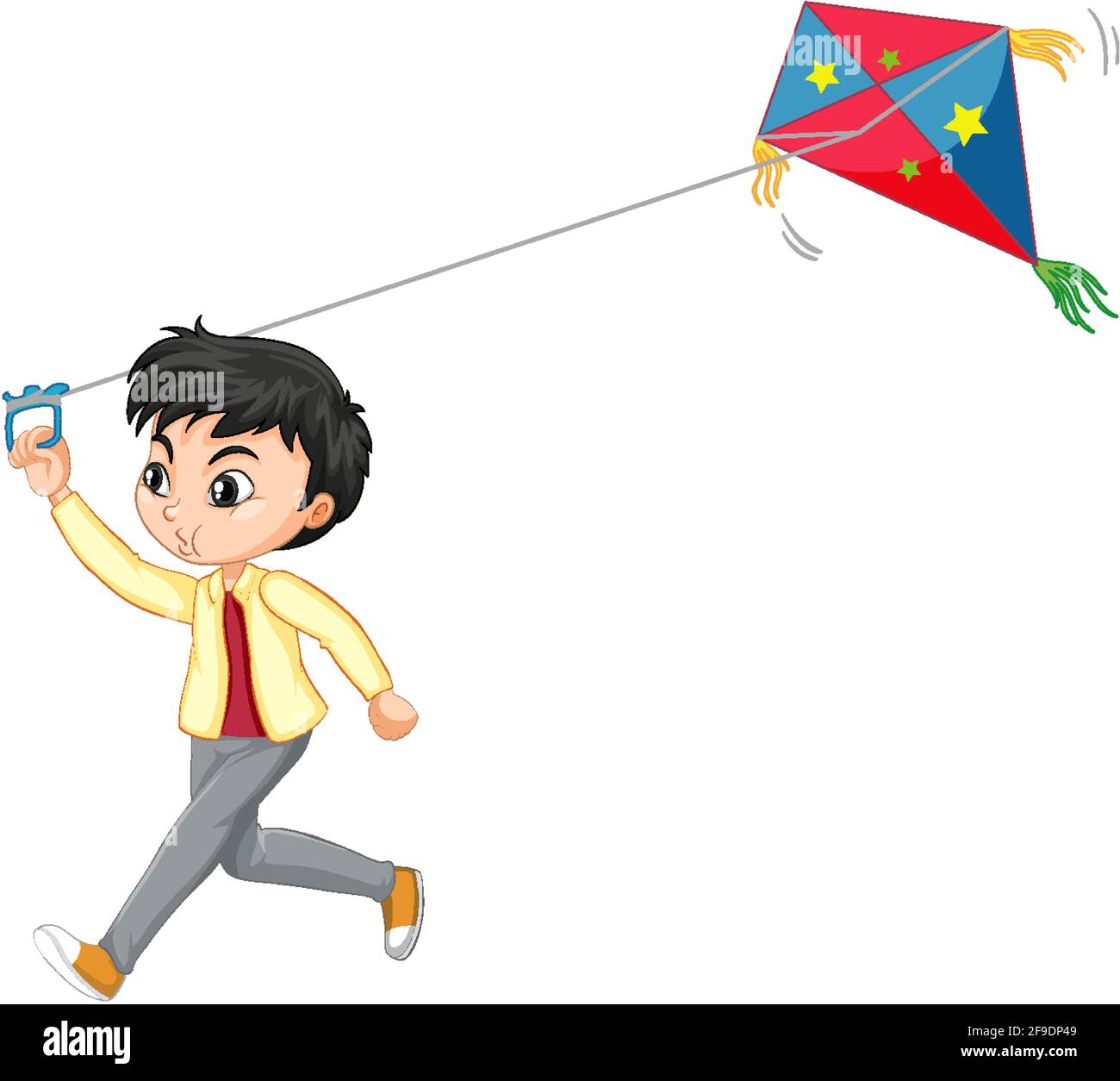 Boy playing kite isolated on white background illustration Stock Vector ...