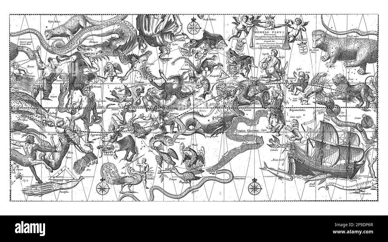 Celestial map for the northern and southern starry sky in Mercator ...