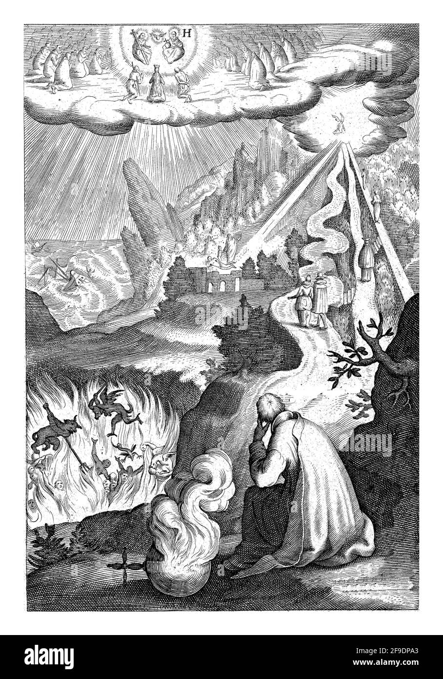 Emblem with man contemplating which path to take in life hi-res stock ...