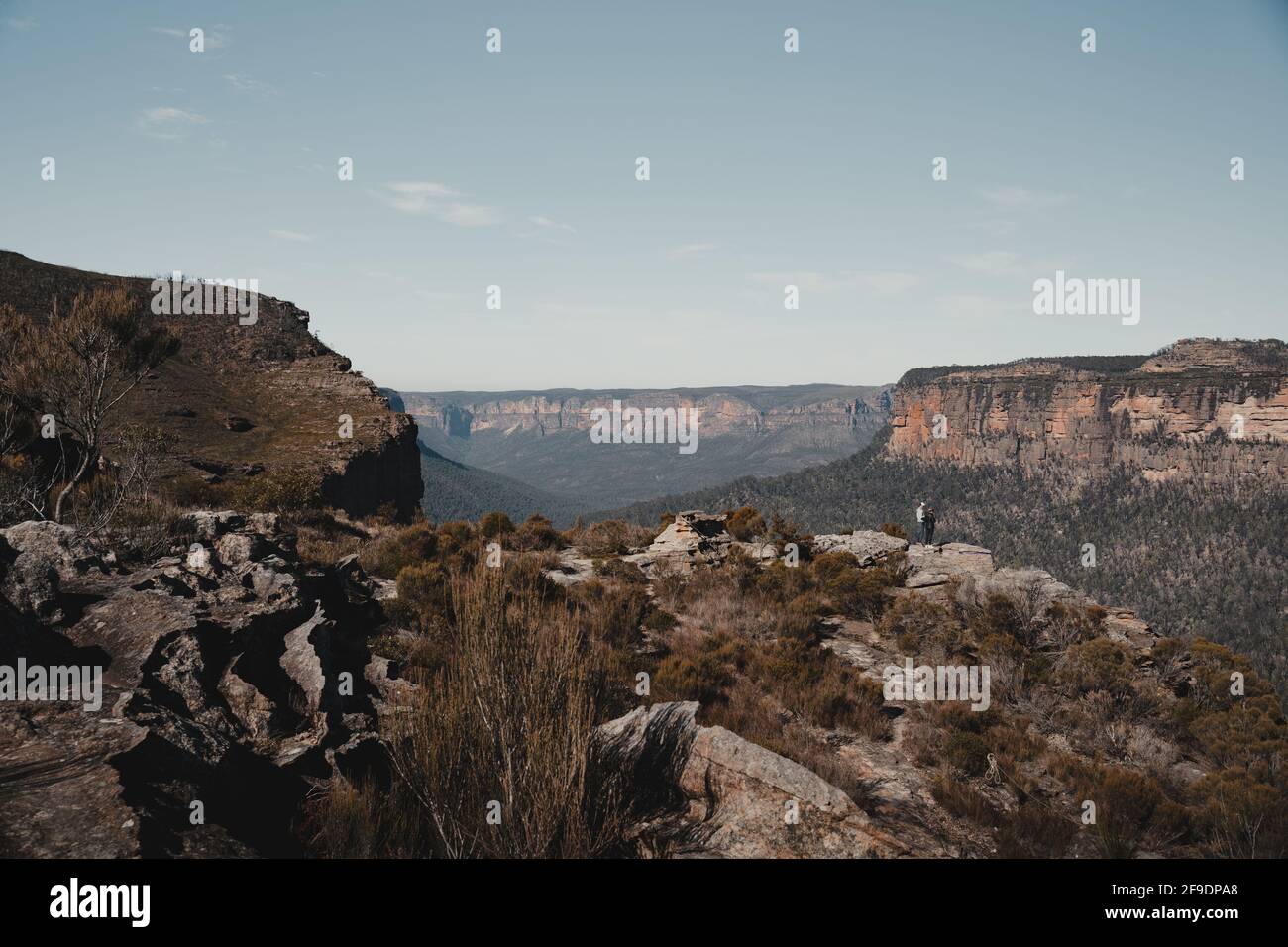 View of the rock faces across the valley from Walls Lookout in the Blue ...