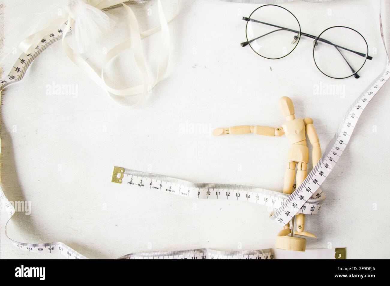 sew set, sew things on the white background. measuring and glass ...