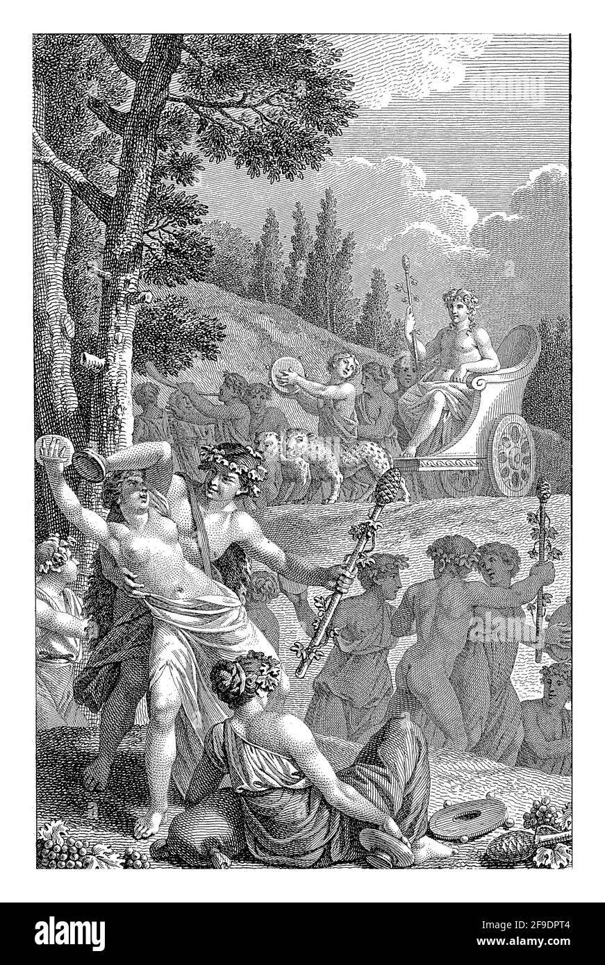 In the background, Bacchus arrives in his leopard-drawn chariot. In his ...