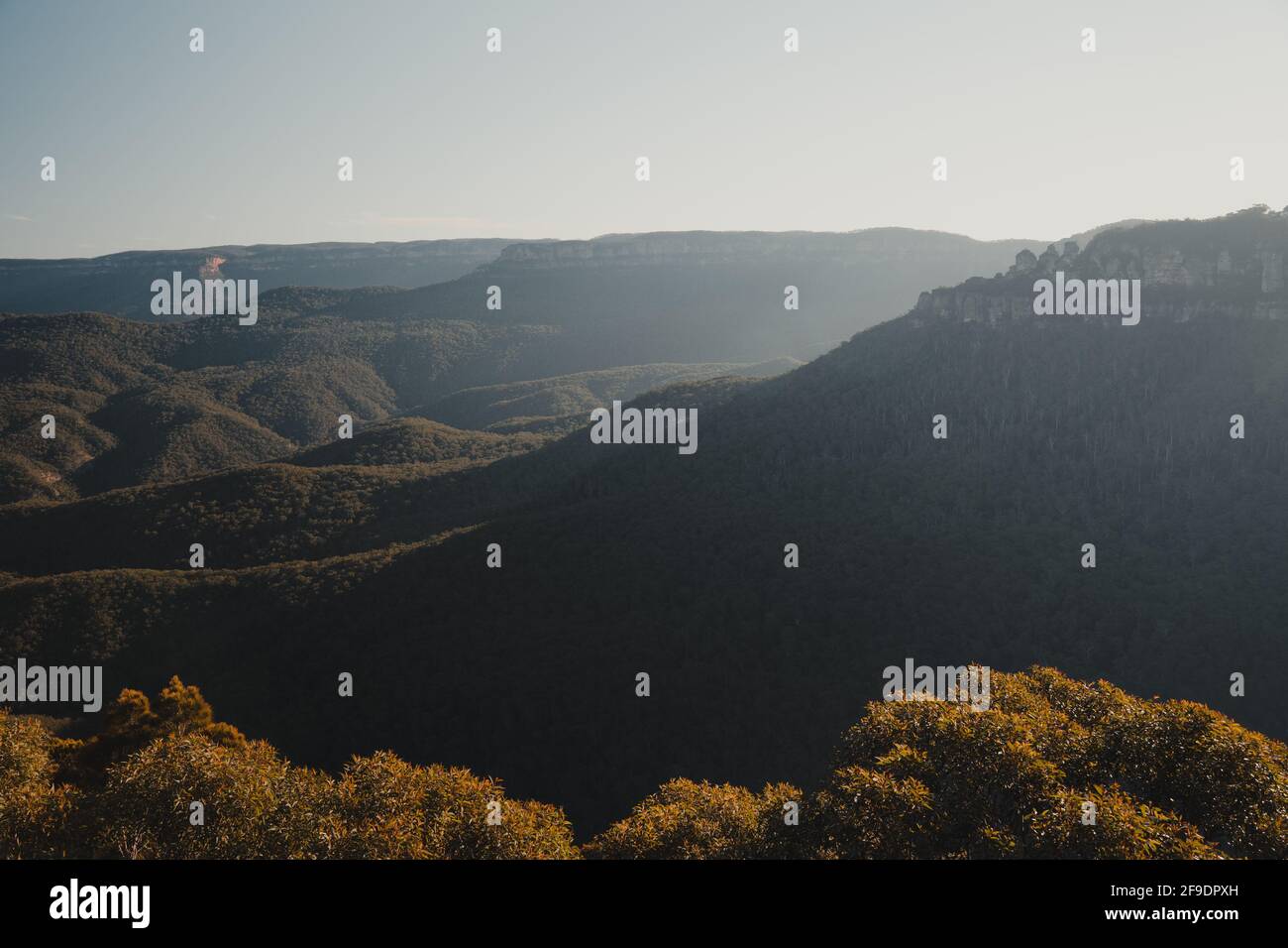 View of the Three Sisters from Sublime Point Lookout in the Blue ...