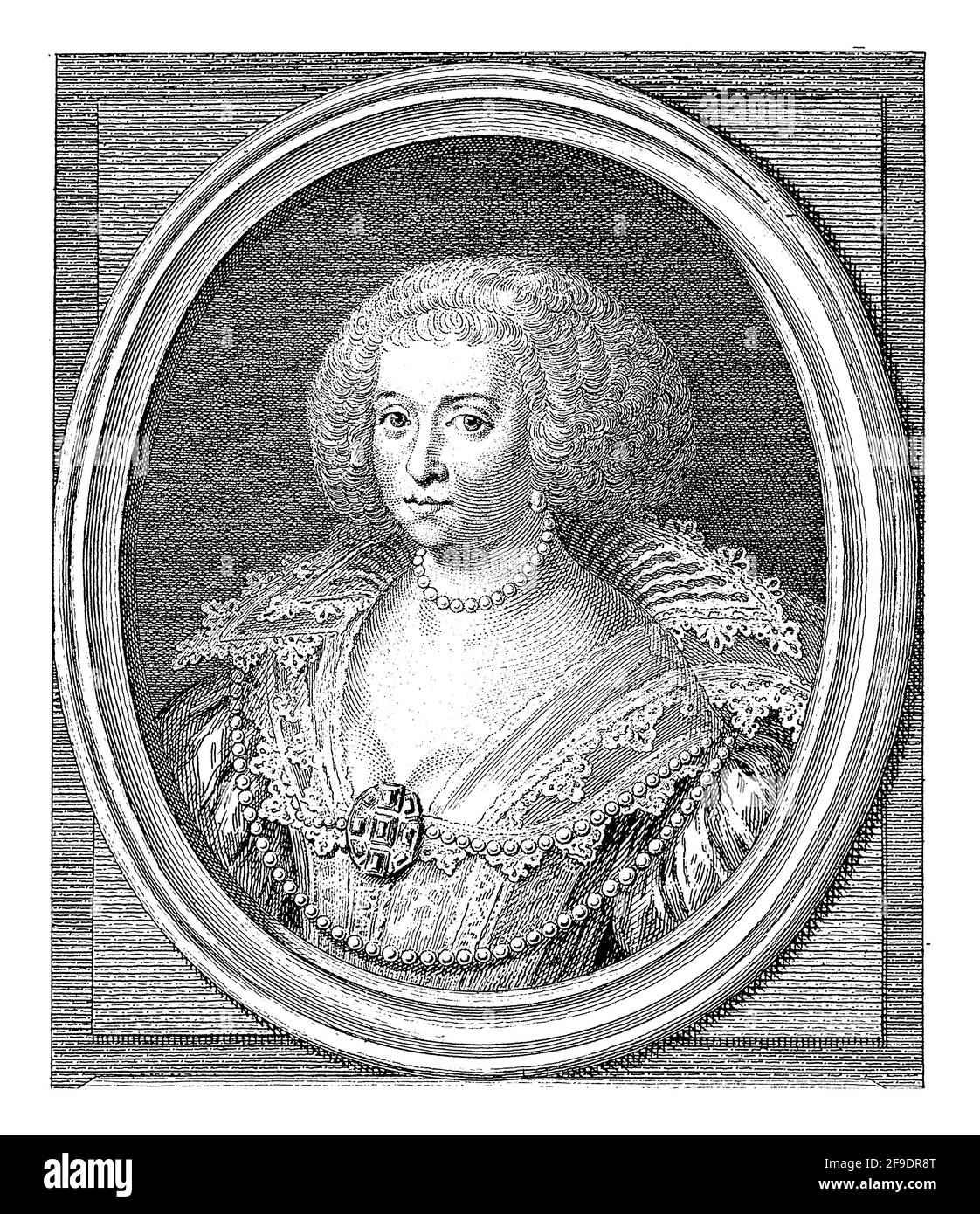 Portrait of Amalia in an oval with edge lettering. In the bottom margin ...
