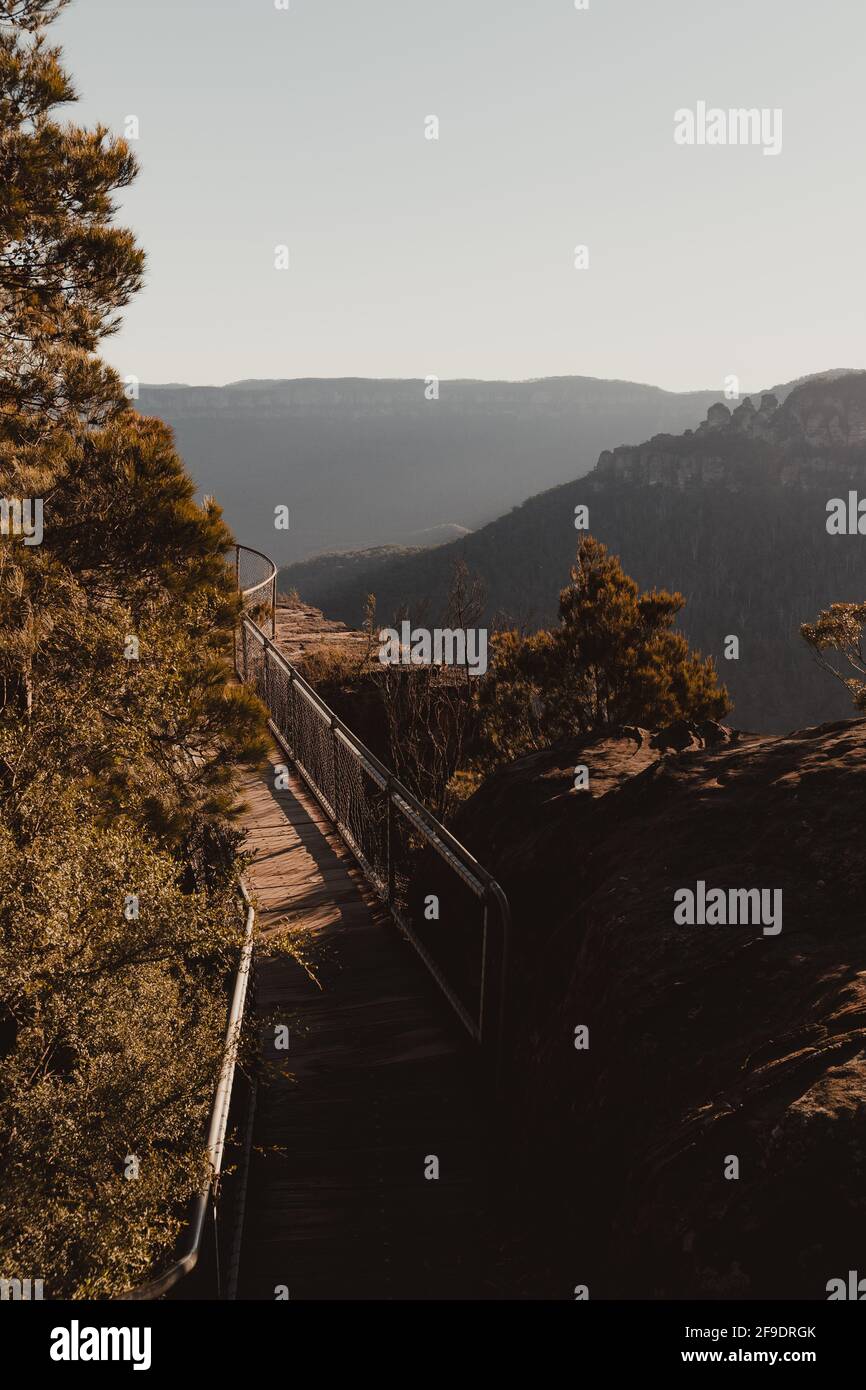 View of the Three Sisters from Sublime Point Lookout in the Blue ...