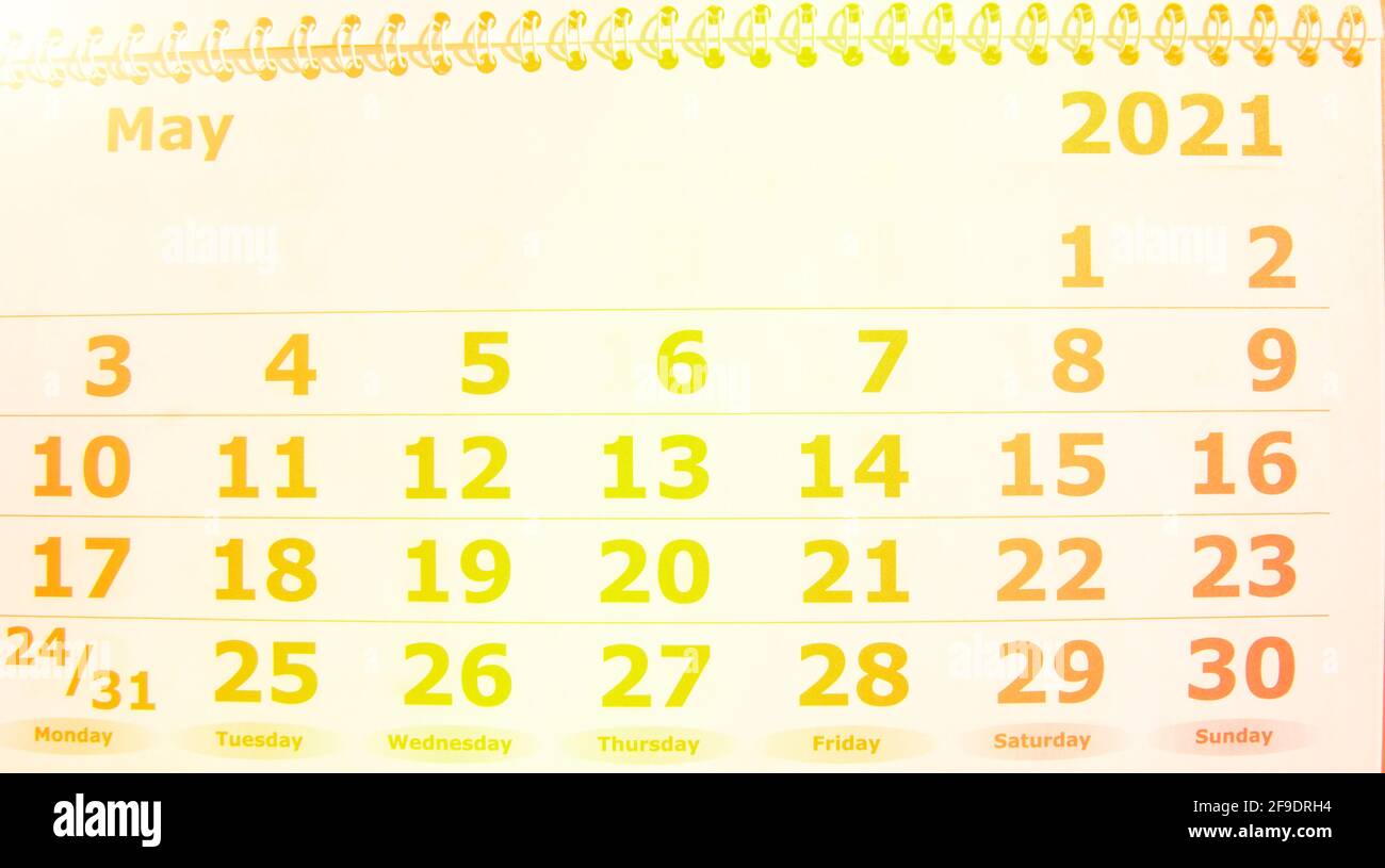 May 2021 Calendar High Resolution Stock Photography and Images - Alamy
