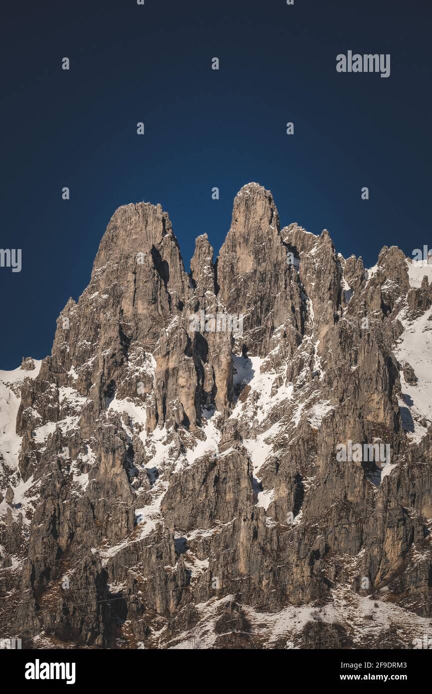 The tops with snow of the Grigna Mountain near the Como Lake in Italy ...