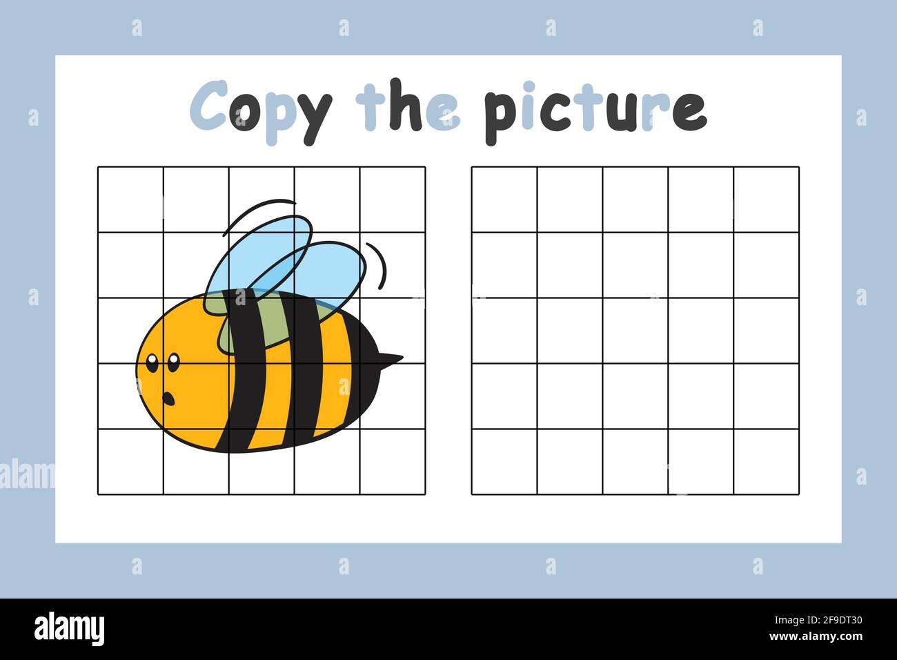 Copy the picture. Educational game for children. Cute bee, wasp ...
