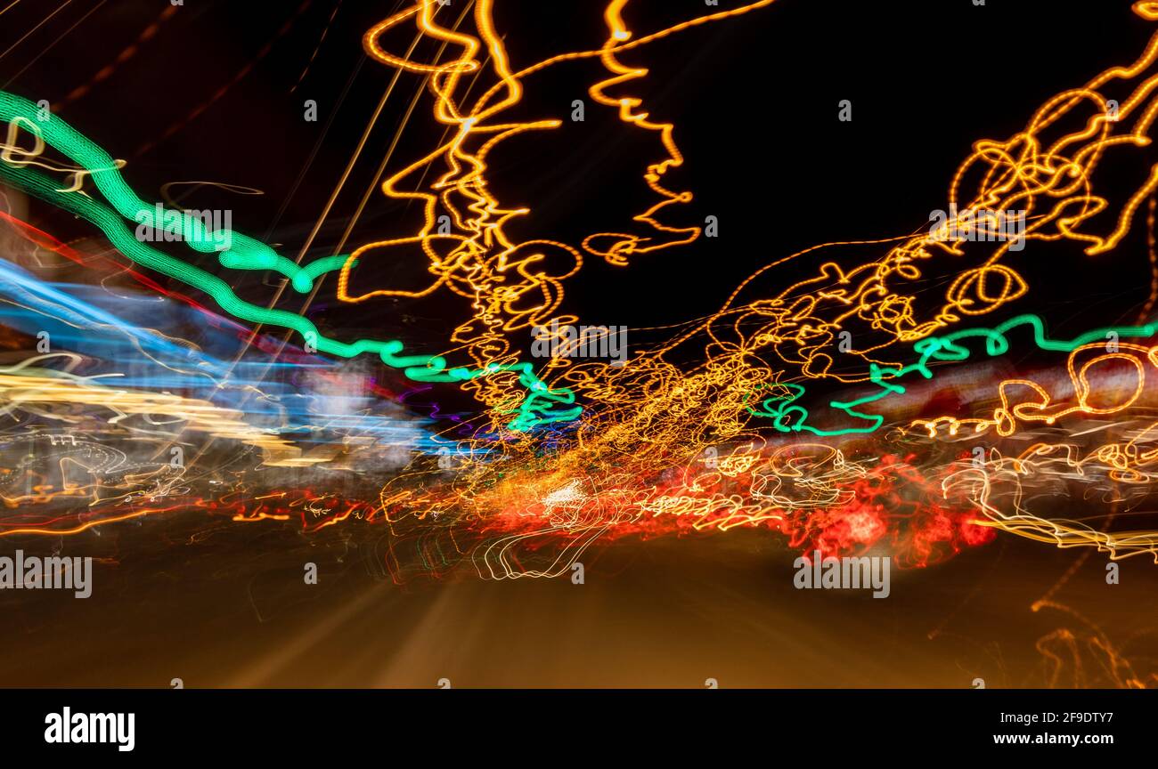 Colorful scribble light art created at night Stock Photo - Alamy