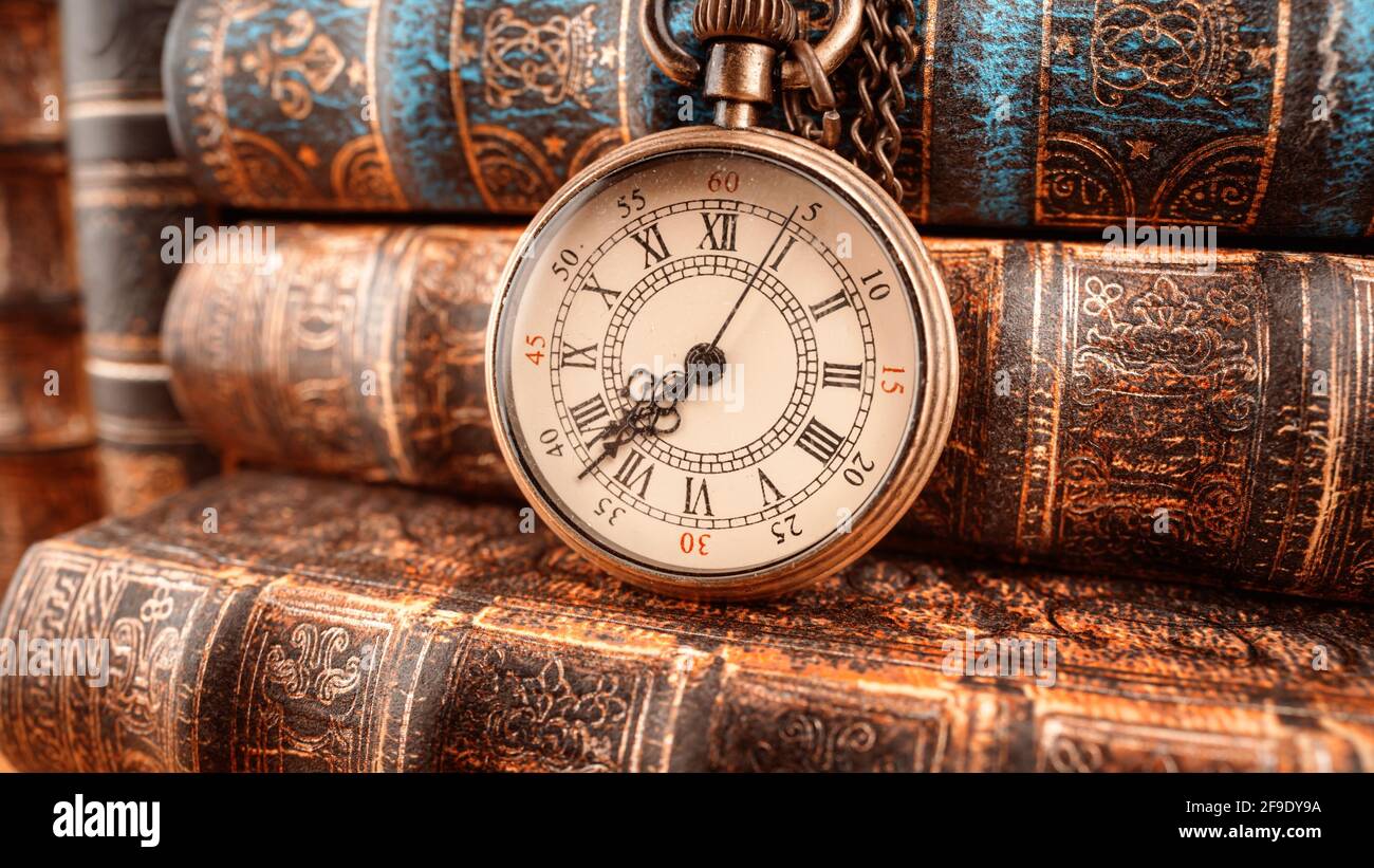 Vintage pocket watch. Vintage background Concept of time history Stock ...