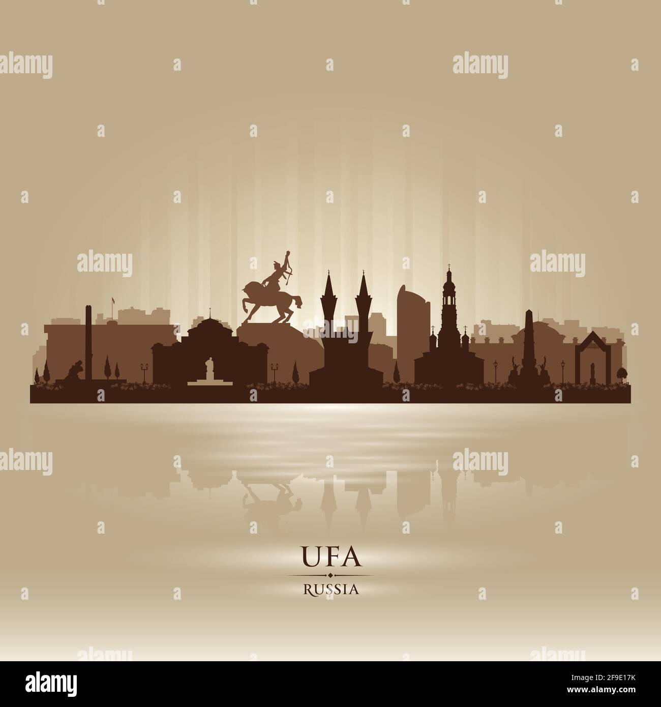 Ufa Russia city skyline vector silhouette illustration Stock Vector ...