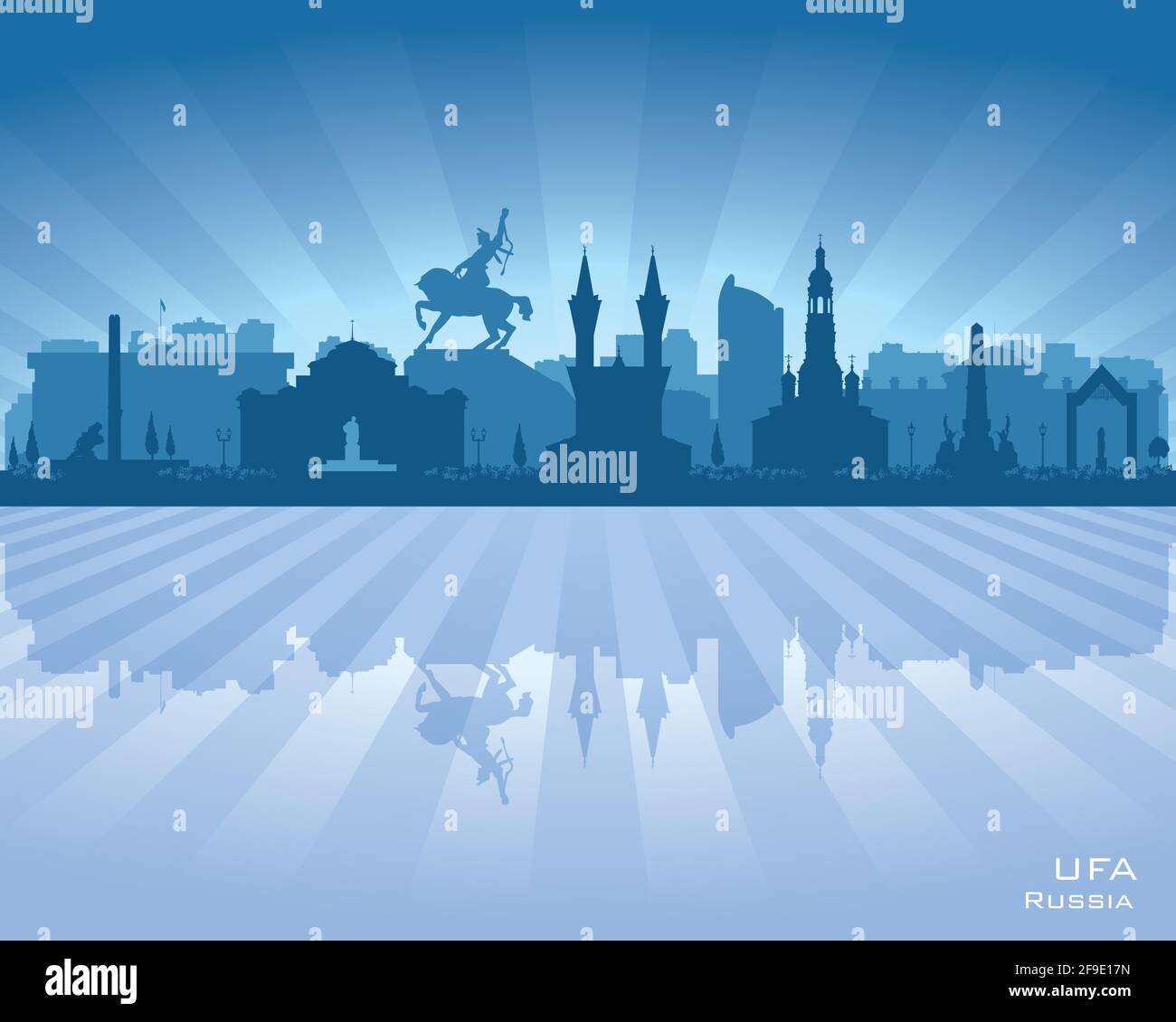Ufa Russia city skyline vector silhouette illustration Stock Vector ...