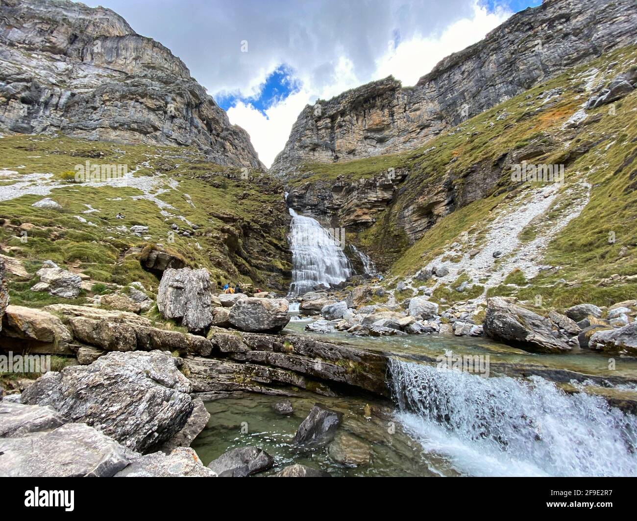 views of mountains, forests, waterfalls and natural pools in the Ordesa ...