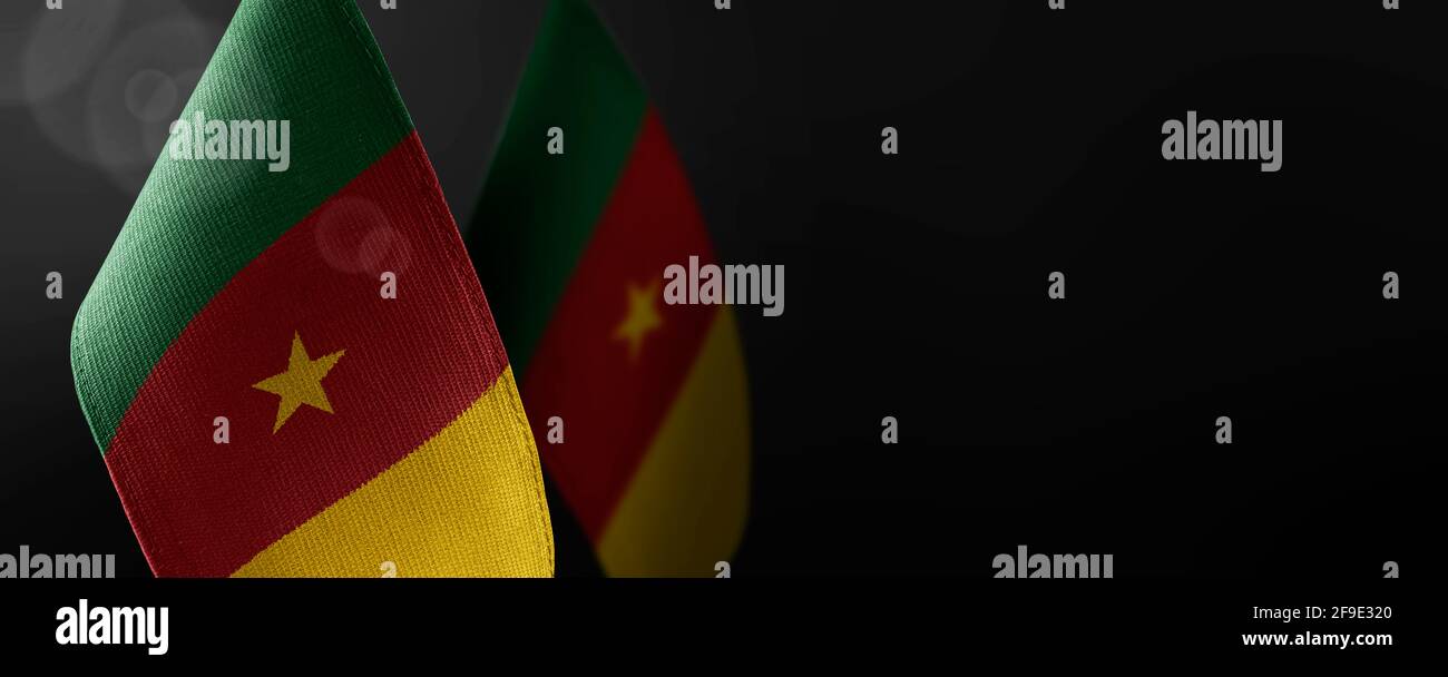 Small national flags of the Cameroon on a dark background Stock Photo ...