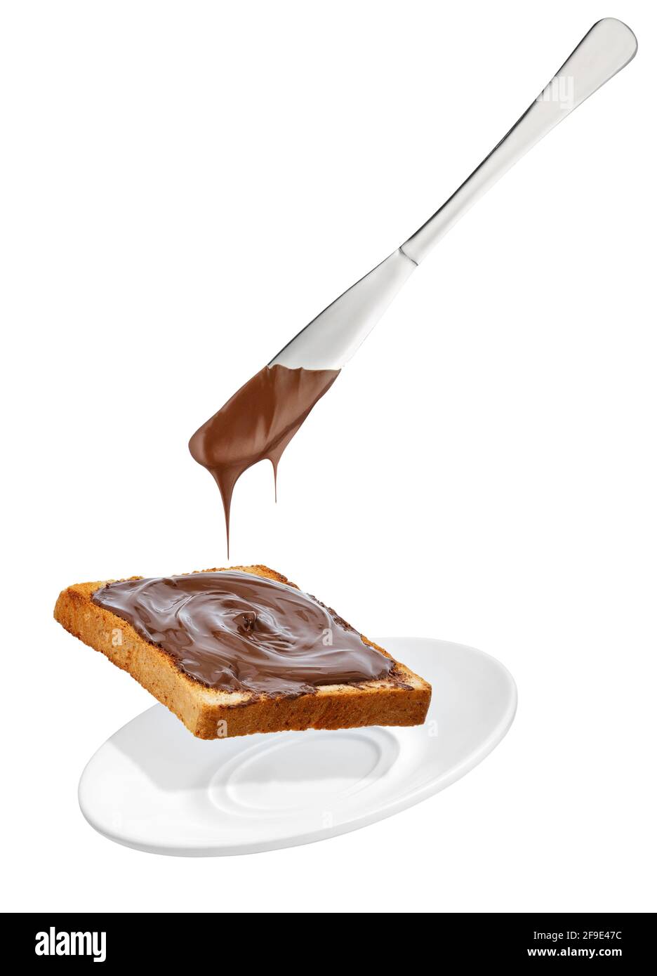 flying bread with chocolate cream isolated on white Stock Photo - Alamy