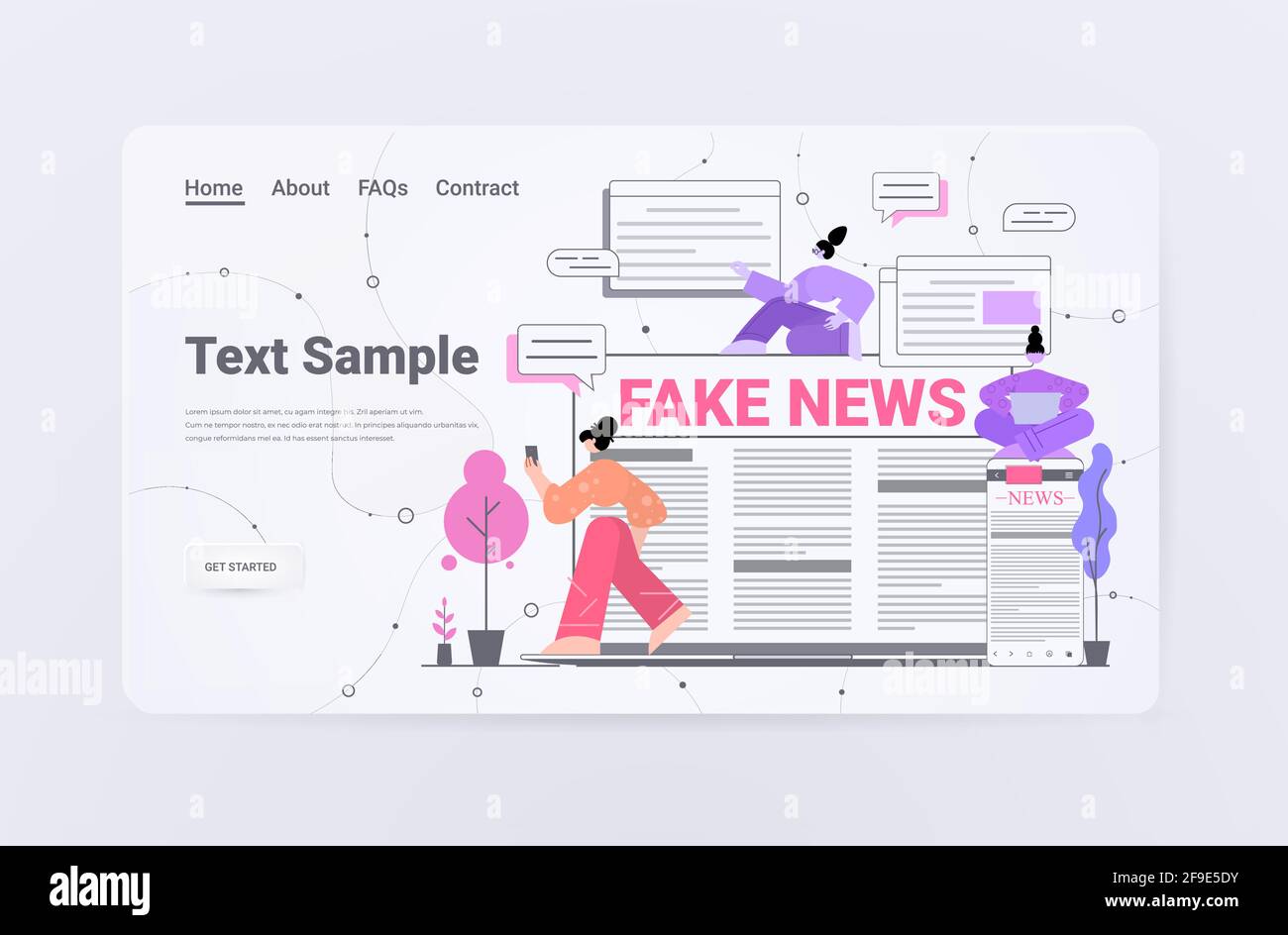 people reading fake news on digital gadgets newspaper press network ...