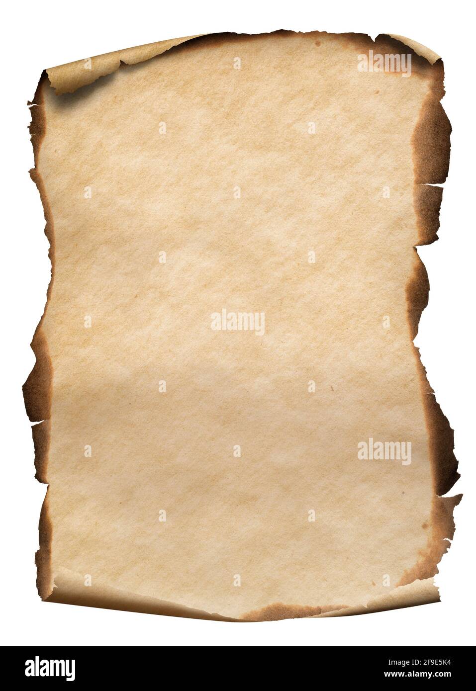 old vertical paper or map with burnt curved edges isolated Stock Photo ...