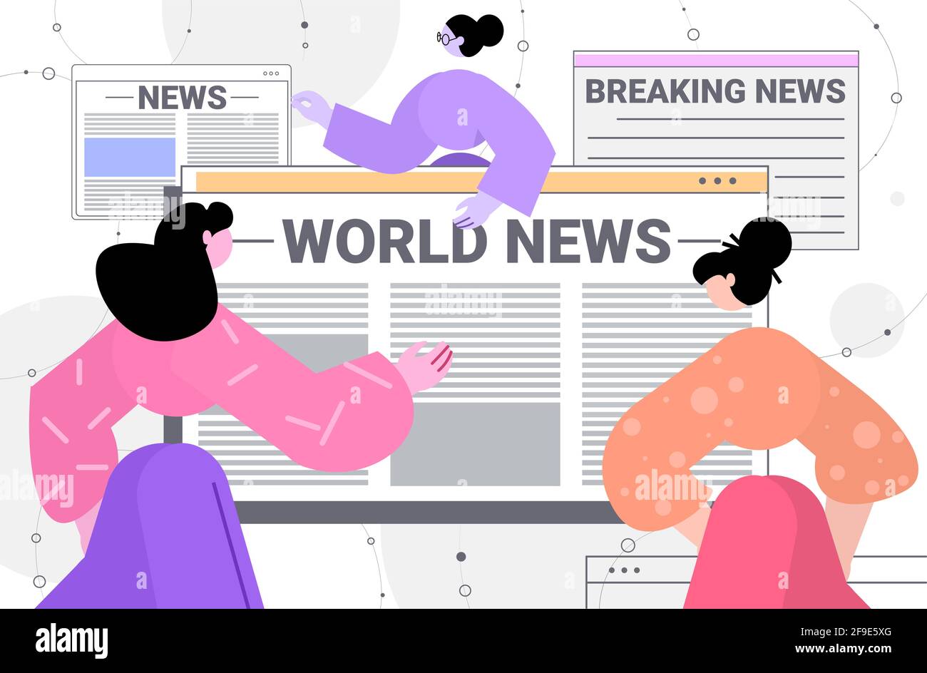 people reading daily news on virtual screen newspaper press network ...