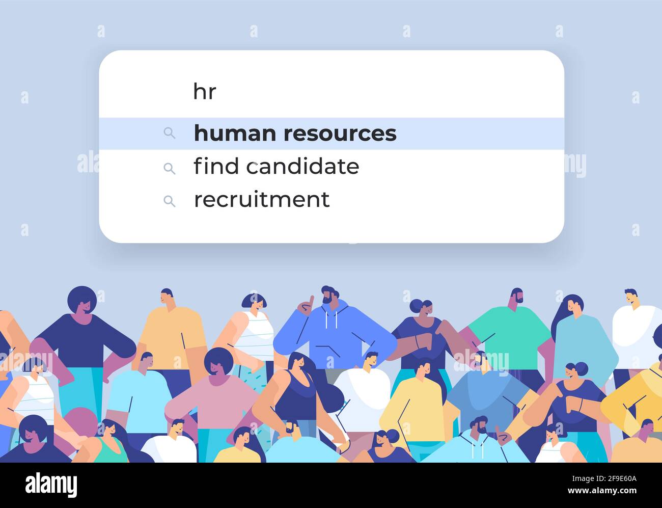 mix race people choosing hr in search bar on virtual screen human ...