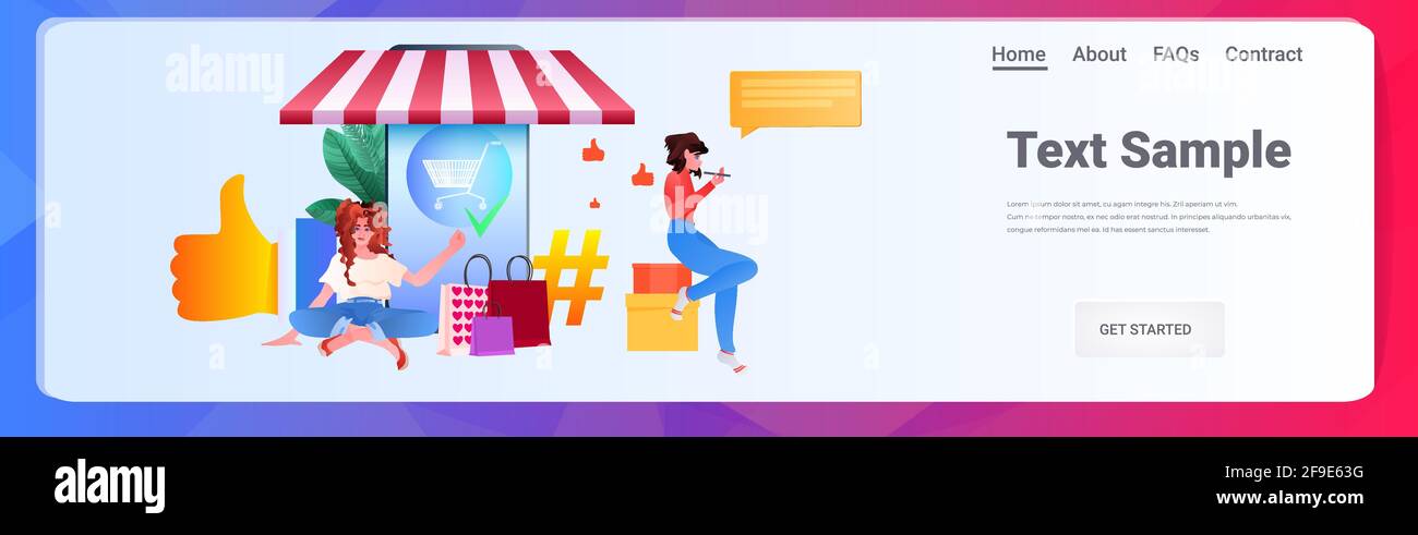 women customers with purchases using mobile app online shopping concept ...