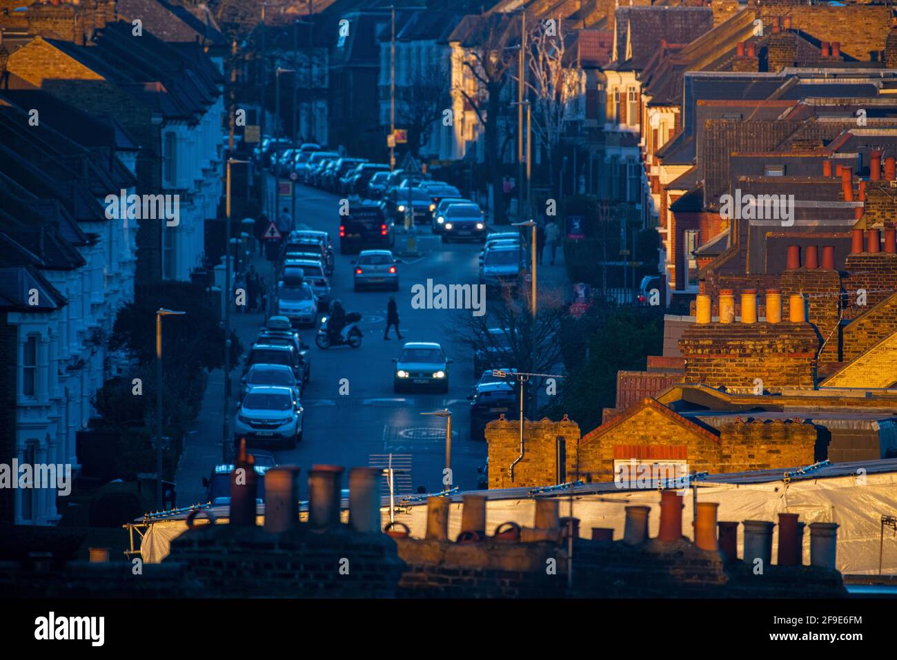 Victorian rooftops bathed in golden sunshine in London Stock Photo - Alamy