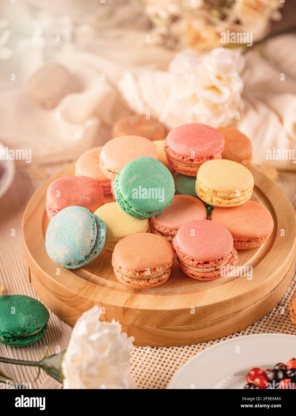 French macarons with different flavorful fillings, still life ...