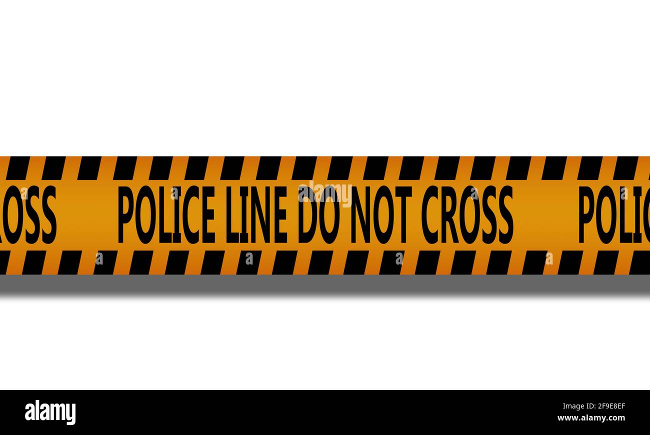 An illustration of a yellow and black tape with "POLICE LINE DO NOT ...
