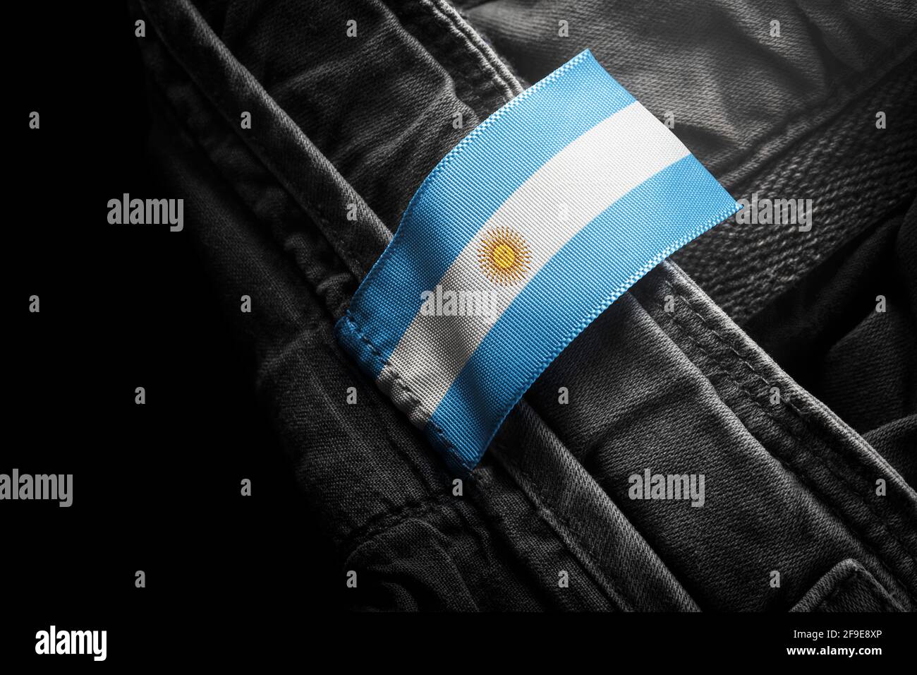 Tag on dark clothing in the form of the flag of the Argentina Stock ...