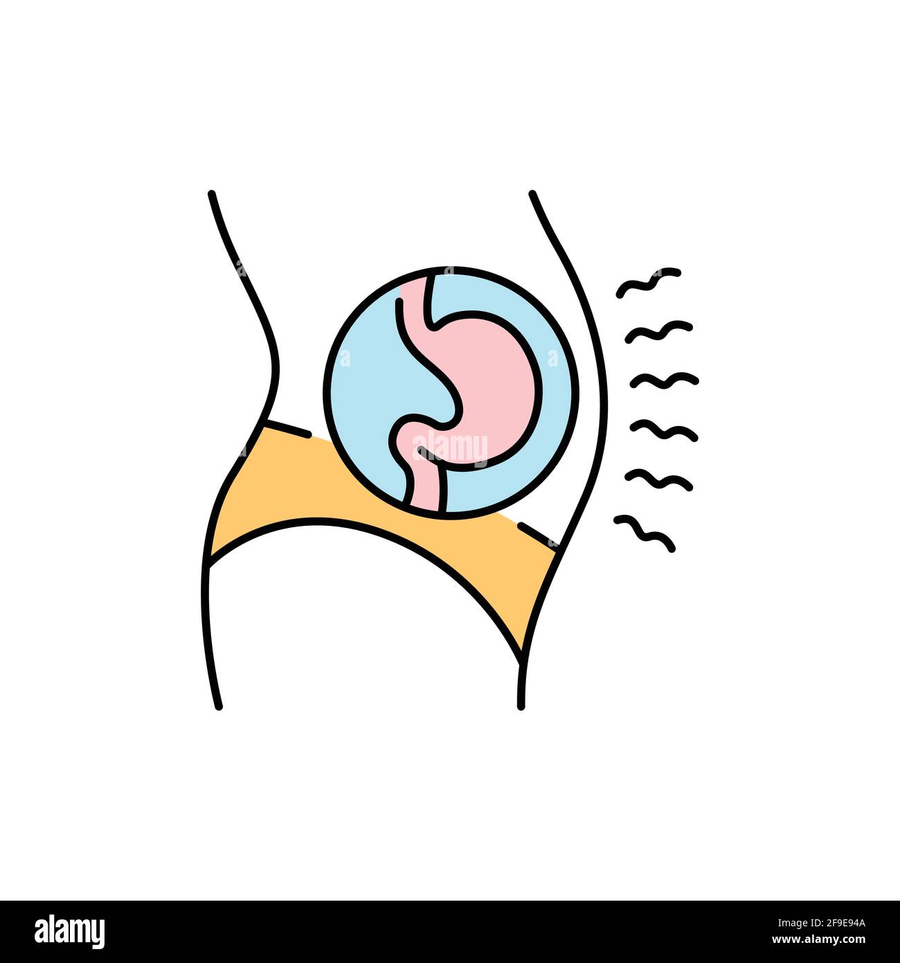 Bloating olor line icon. Pictogram for web page, mobile app, promo. UI ...