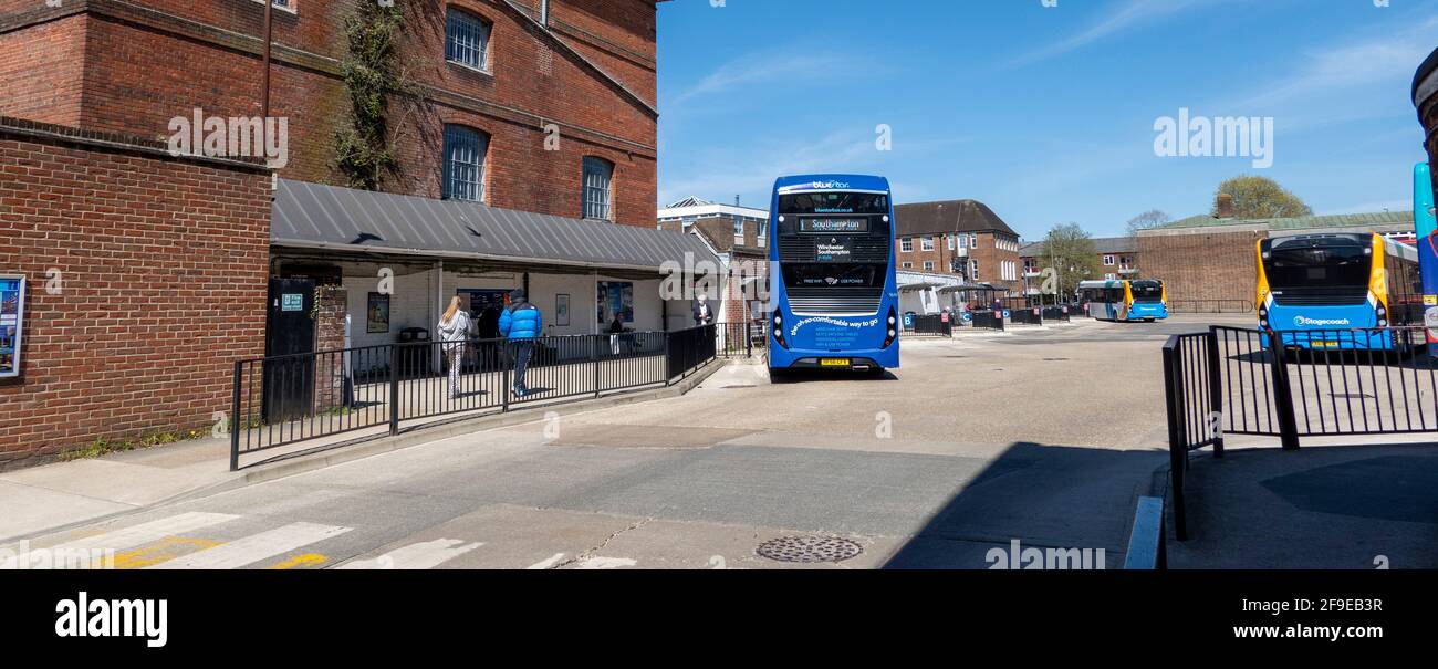 Winchester, Hampshire, England, UK. 2021. The centreal bus station ...