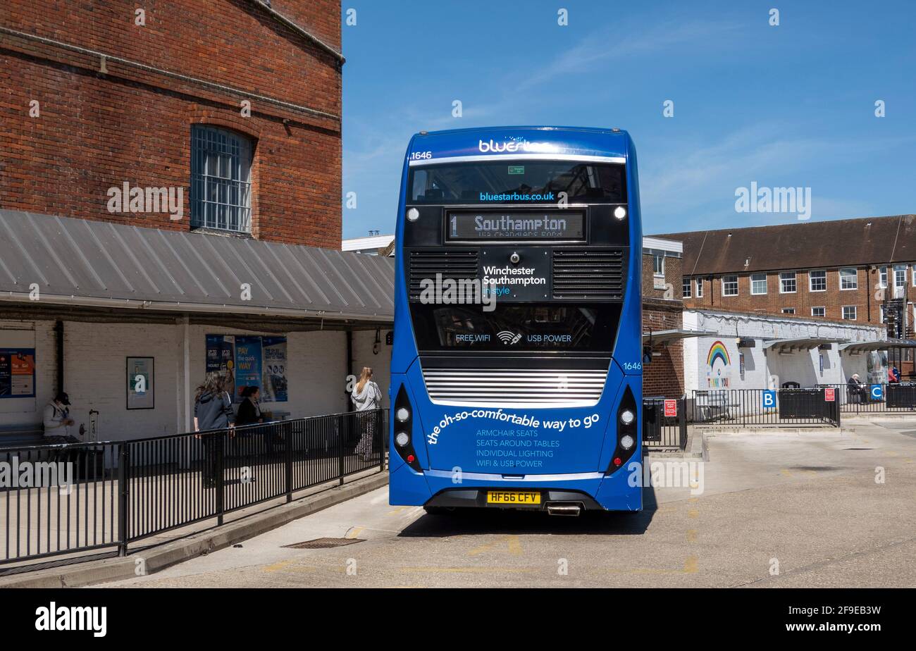 Winchester, Hampshire, England, UK. 2021. The centreal bus station ...