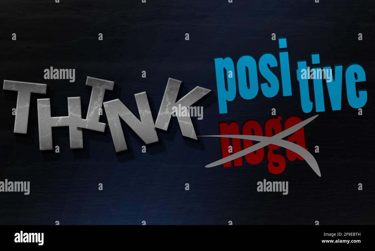 An inspirational quote think positive on a dark background Stock Photo ...