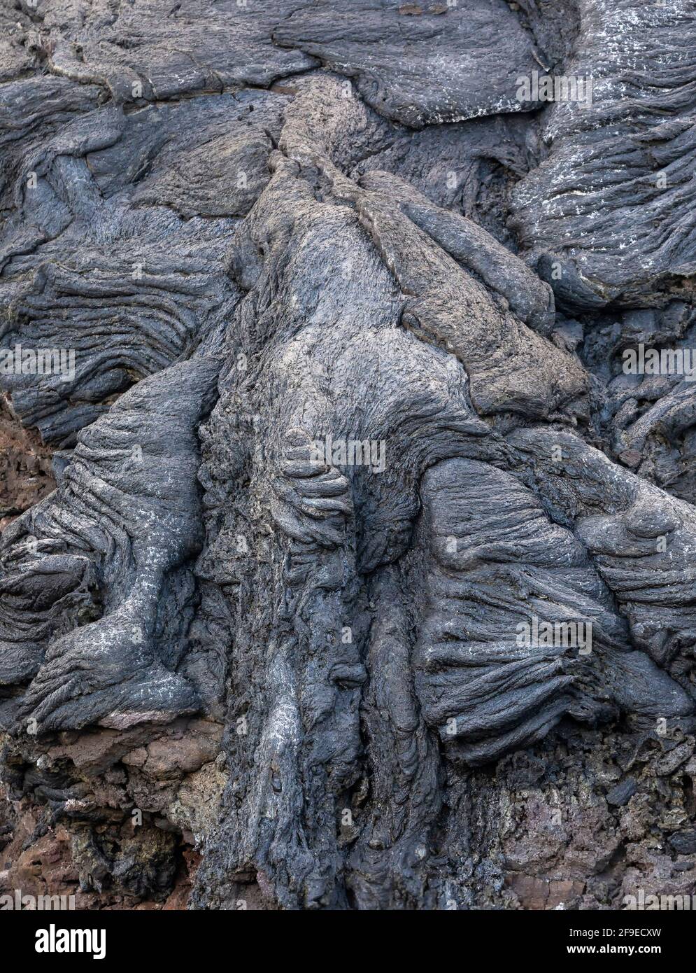 Close-up solidified magma rivers of the volcano Fagradalsfjall in ...