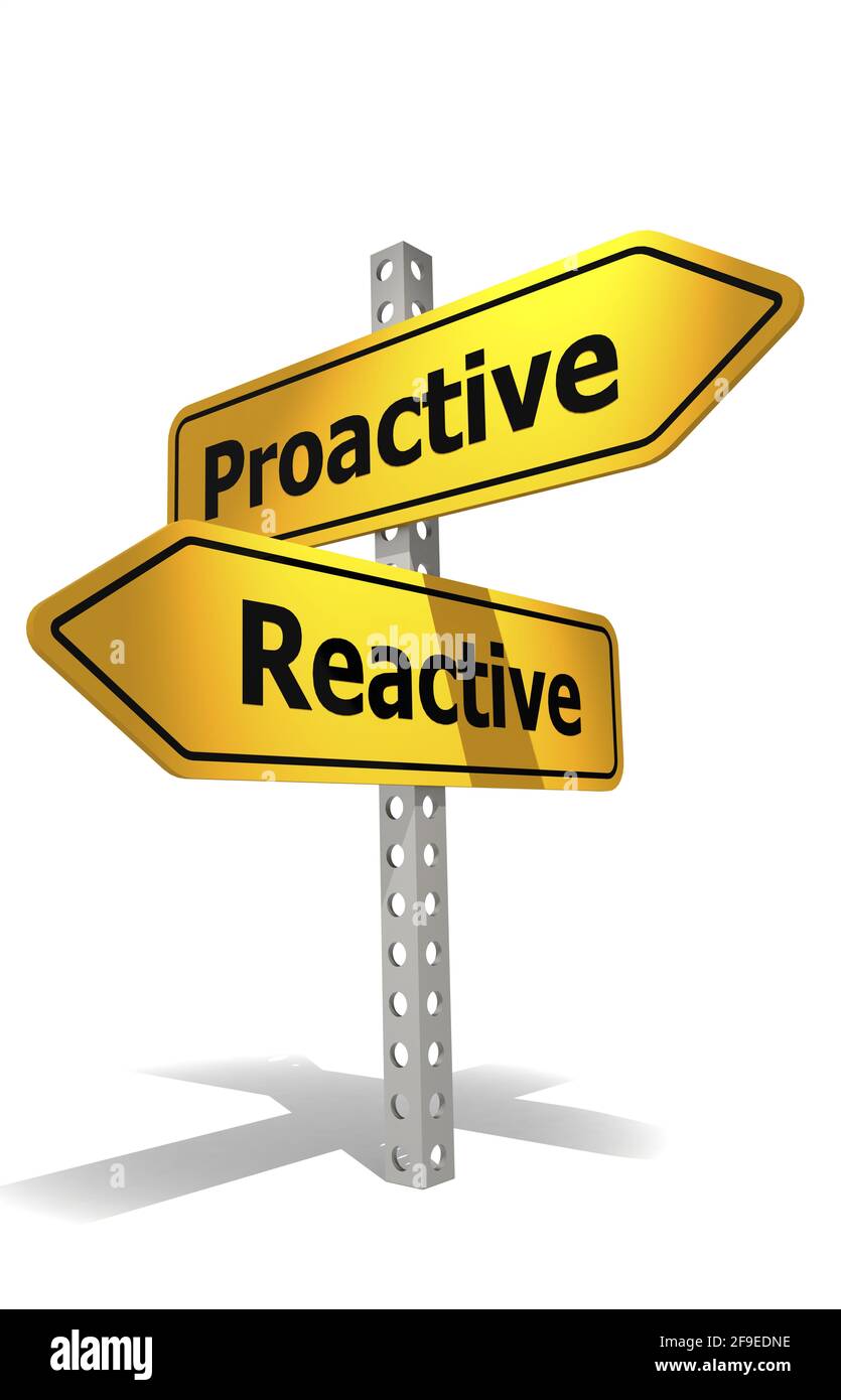 An illustration of a road sign with the words Proactive and Reactive ...